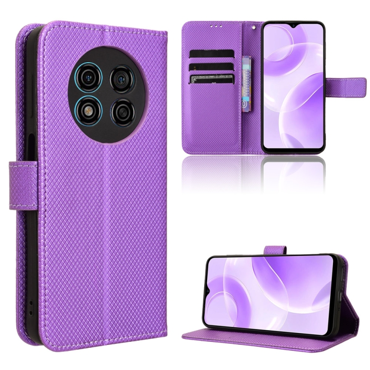 สำหรับ Ulefone Note 15 เคสโทรศัพท์หนังเนื้อเพชร (สีม่วง)