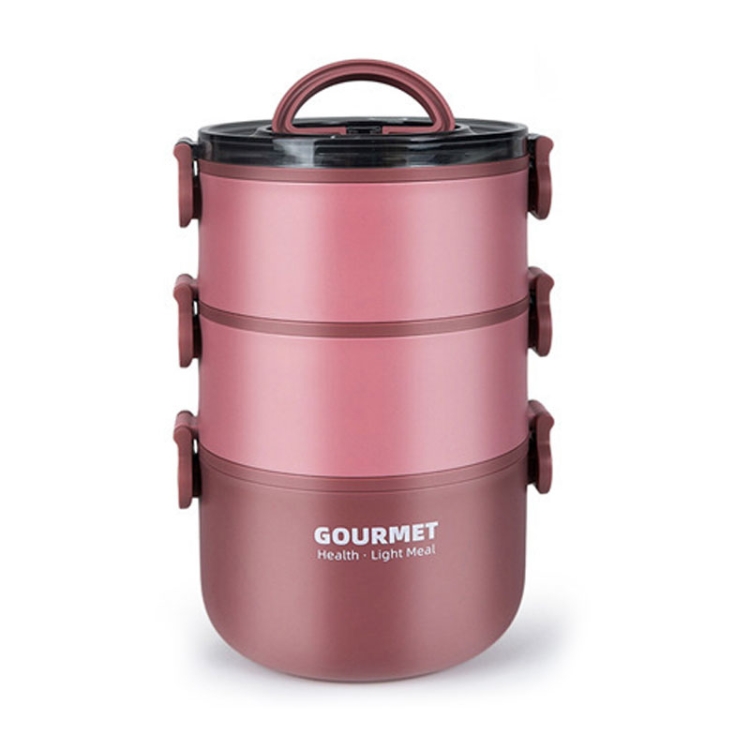 Tri-Layer 2200ml 304 Stainless Steel Insulated Bowl Student Plastic ...