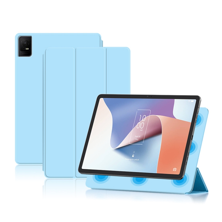 For TCL NxtPaper 11 Tri-fold Non-buckle Magnetic Leather Tablet Case(Blue)