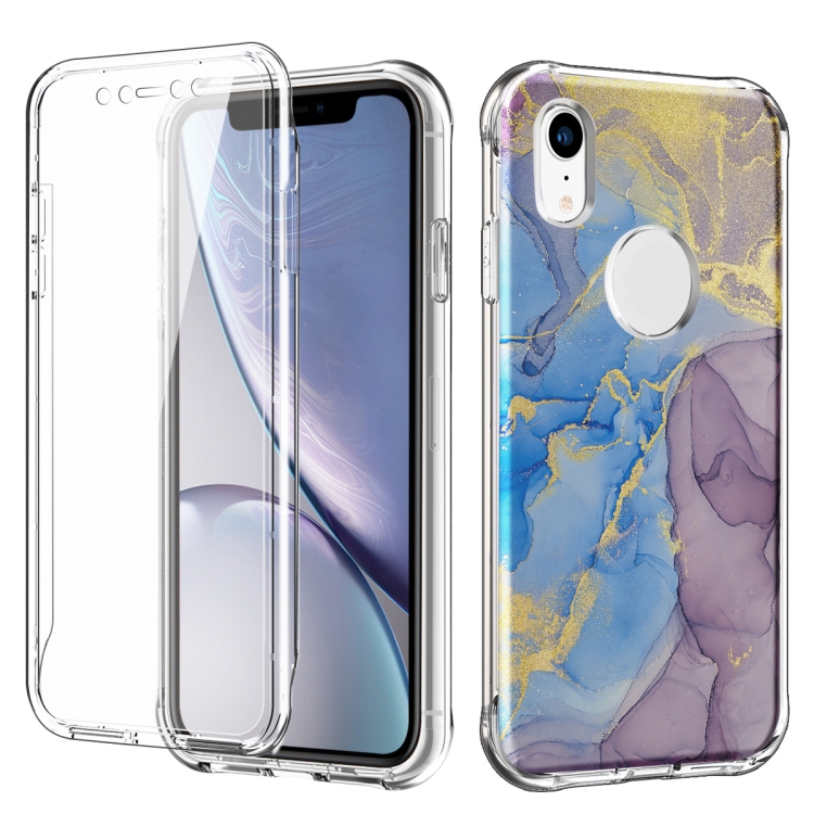 สำหรับ iPhone XR C รูปแบบรูปแบบ PC + TPU + PET ป้องกันหน้าจอ IMD Craft Case (ผงหินอ่อนทอง)