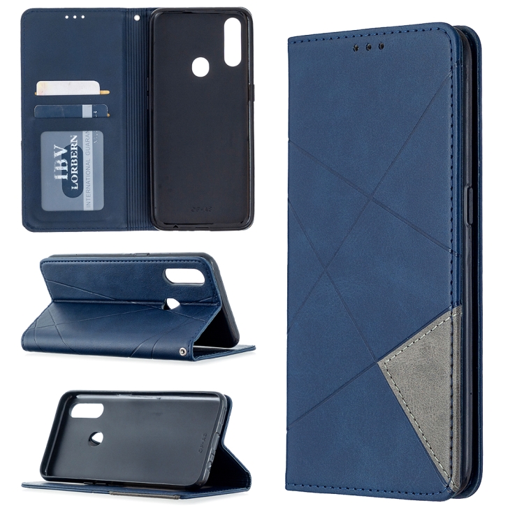 สำหรับ Oppo A31 (2020) / A81 Rhombus Texture ซองหนังแม่เหล็กพลิกแนวนอน ...