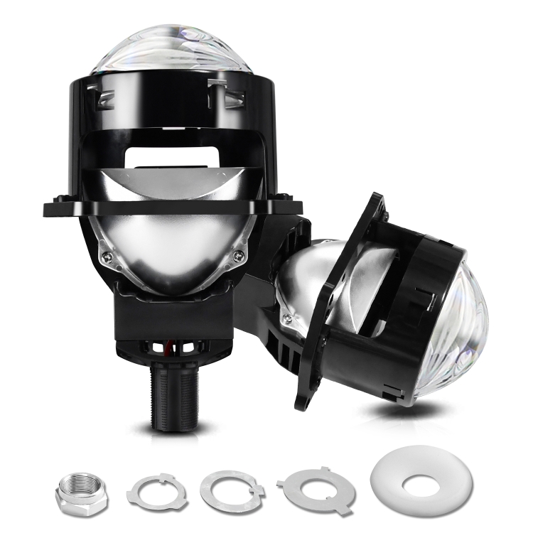 T01 1 Pair 3 inch Car Bifocal LED Lens Headlight, Left Driving (Black)