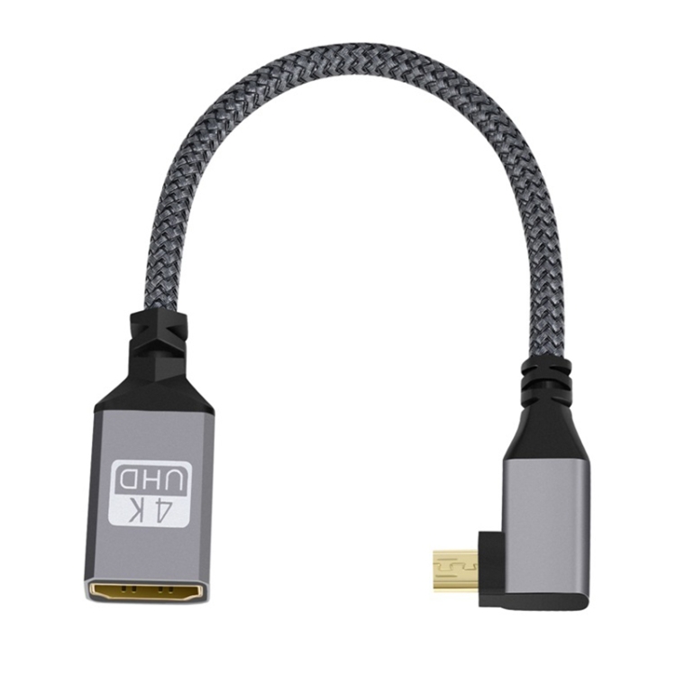 Micro HDMI Male Elbow to HDMI Female 4K UHD 18Gbps Connection Cable ...