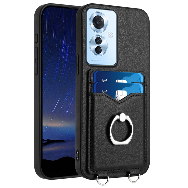เคสโทรศัพท์ OPPO F25 Pro 5G India R20 Ring Card Holder (สีดำ)