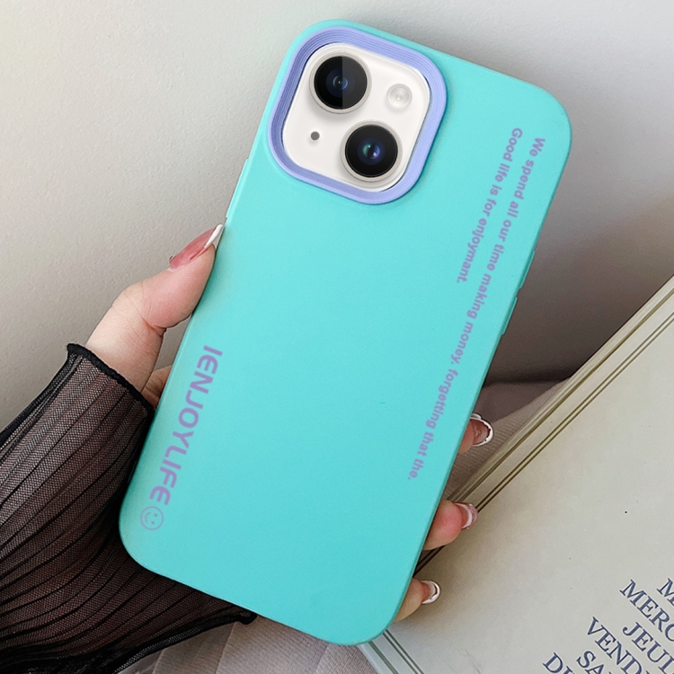 เคสโทรศัพท์ไฮบริด TPU พีซี Simple Words สำหรับ iPhone 13 mini (Sky Cyan)
