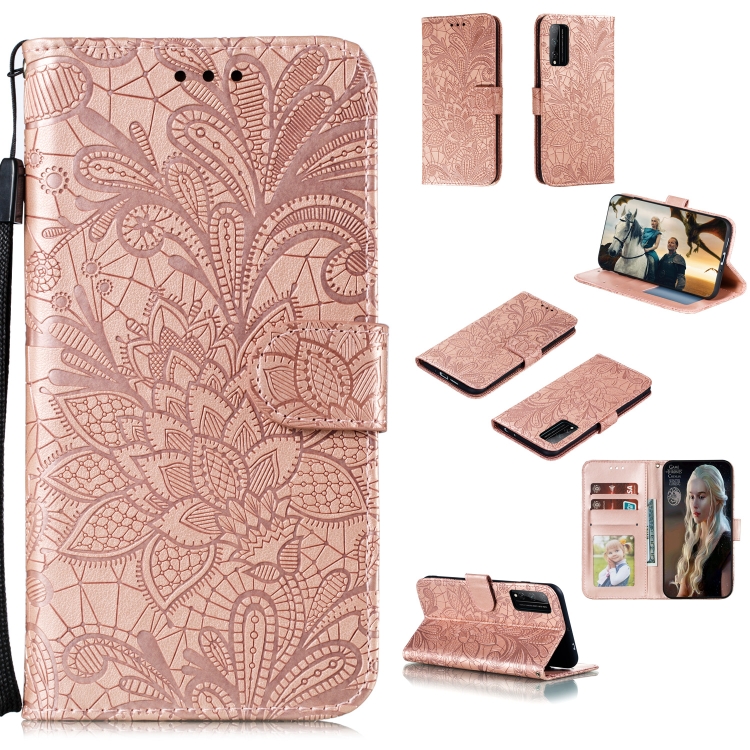 สำหรับ Huawei Honor Play 4T Pro Lace Flower ซองหนังพลิกแนวนอนพร้อมตัว ...