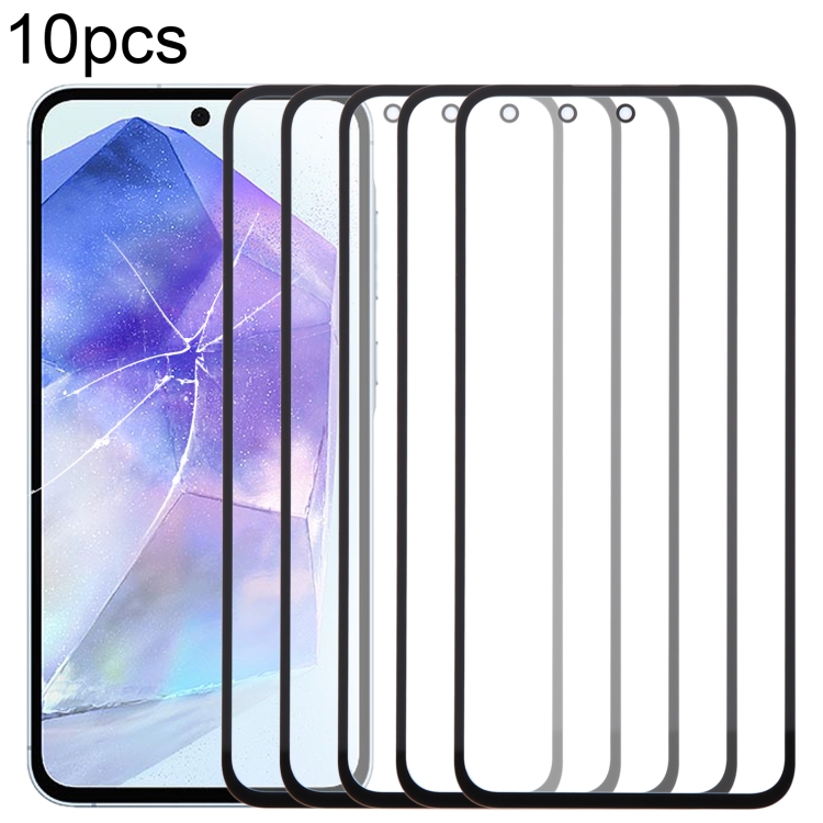 For Samsung Galaxy S21 FE SM-G990B 10pcs Front Screen Outer Glass Lens with OCA Optically Clear ...