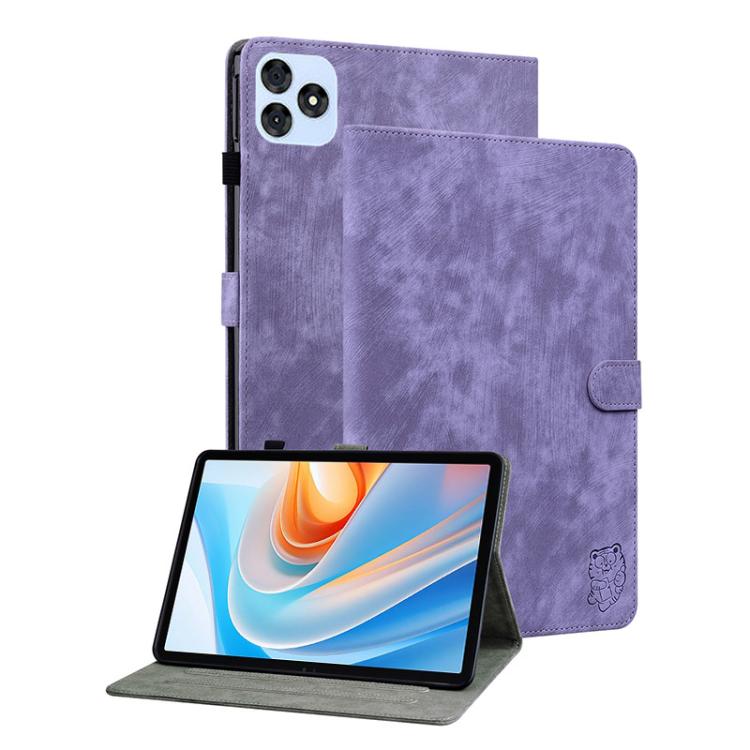 For itel VistaTab 30 Tiger Pattern Flip Leather Tablet Case(Purple)