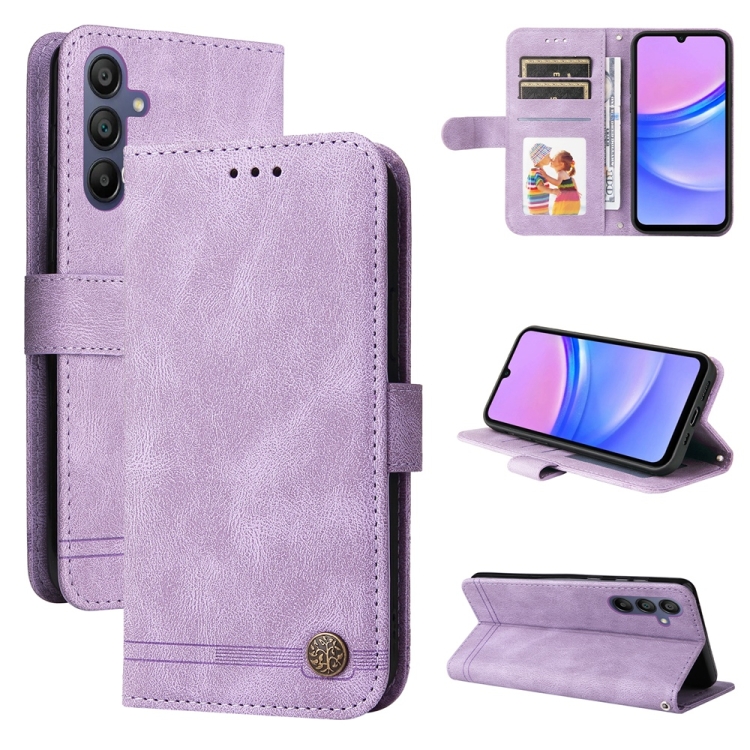 เคสโทรศัพท์หนังปุ่มโลหะลายต้นไม้ Skin Feel Life Tree สำหรับ Samsung ...