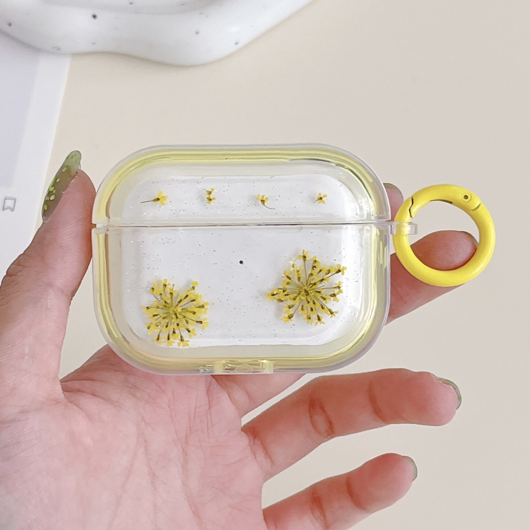 For AirPods 3 Glitter Snowflake Epoxy Dried Flowers Earbuds Box TPU ...