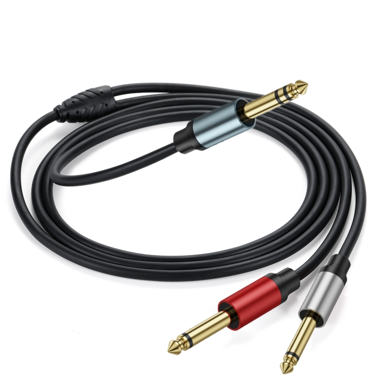 Cable adaptador de audio divisor en Y de 2 m, chapado en oro, de 6,35 mm macho con sonido dual ...