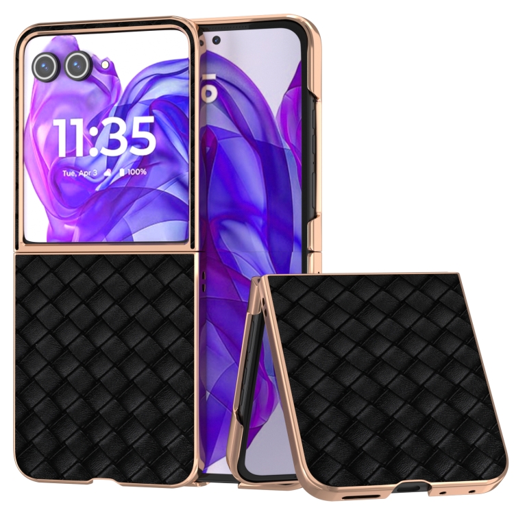 Para Motorola Razr 50 Ultra Estrutura galvanizada Textura tecida PU ...