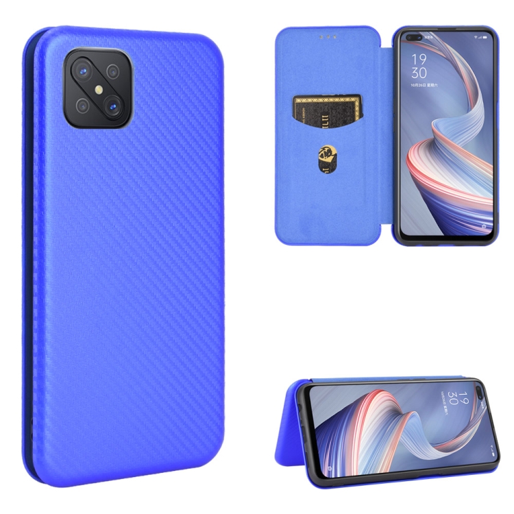 สำหรับ OPPO A92s เนื้อคาร์บอนไฟเบอร์แม่เหล็กแนวนอนพลิก TPU + PC + ซอง ...