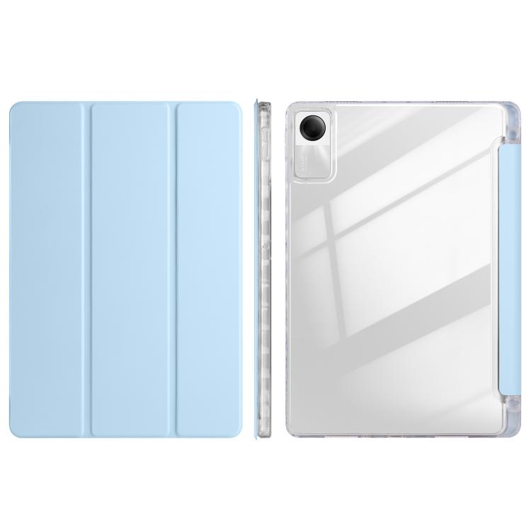 For Xiaomi Redmi Pad SE 11 3-Fold Clear Acrylic Leather Tablet Case(Black)
