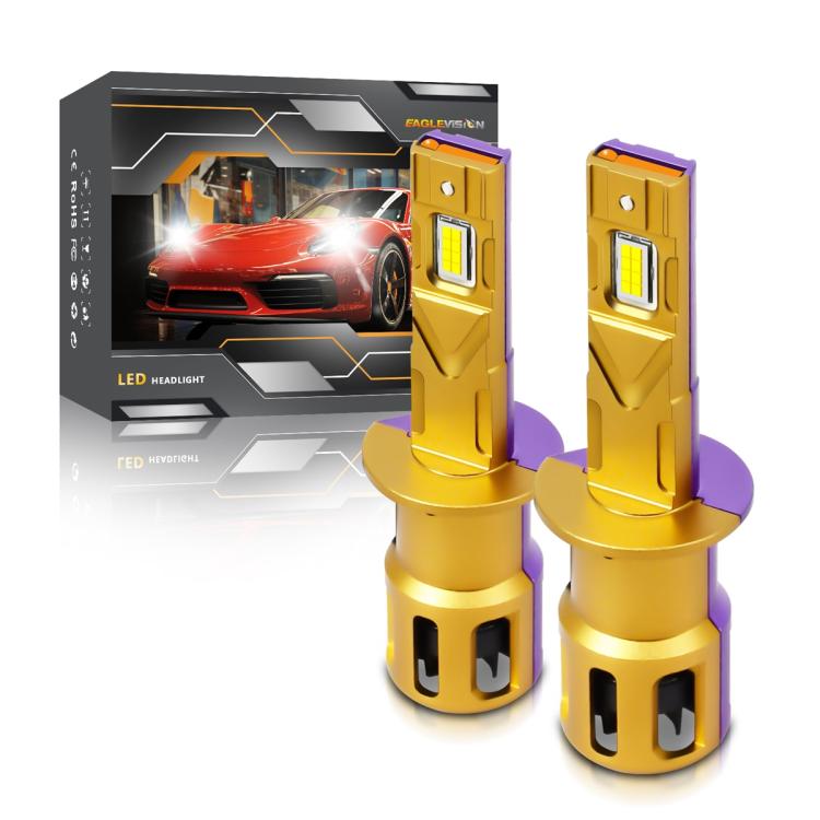H1 2pcs/Pack 35W 3000LM 6500K IP68 Waterproof Car LED Headlight Bulb(Gold)