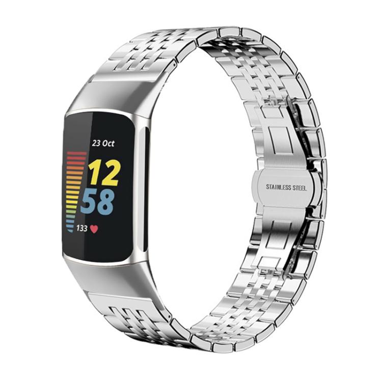For Fitbit Charge 6 / 5 18mm xDfind Seven-bead Solid Stainless Steel ...