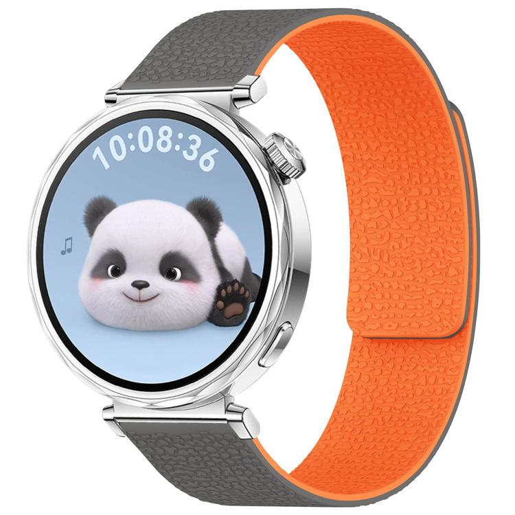 22mm xDfind Flat Head Litchi Texture Magnetic Silicone Watch Band(Grey ...