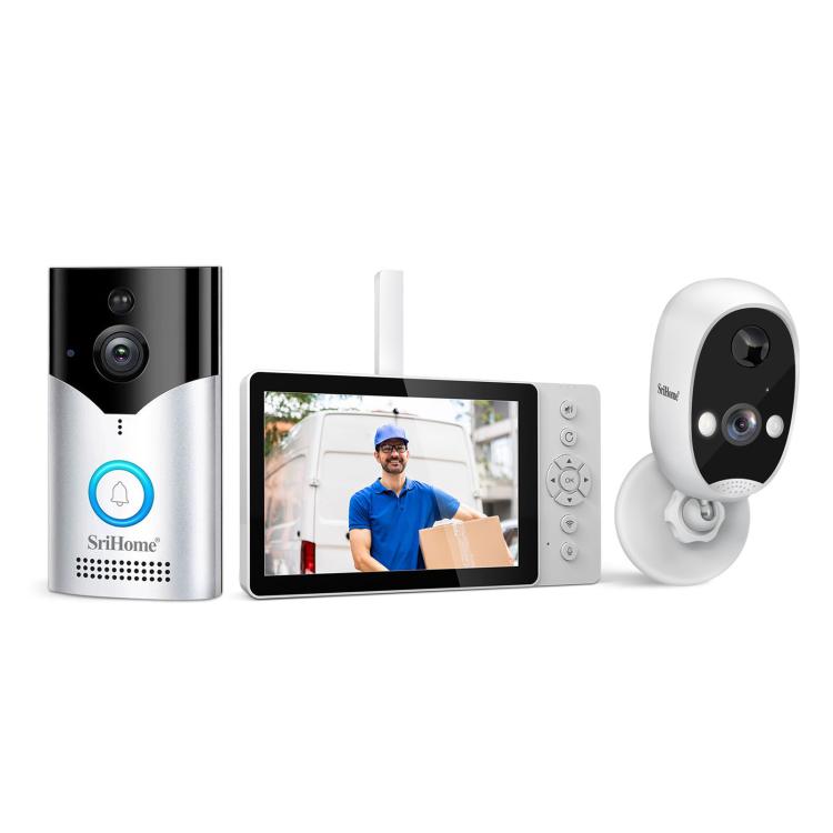 SriHome DH054+DH002+DH008 4MP HD Smart WiFi Video PIR Visual Doorbell ...