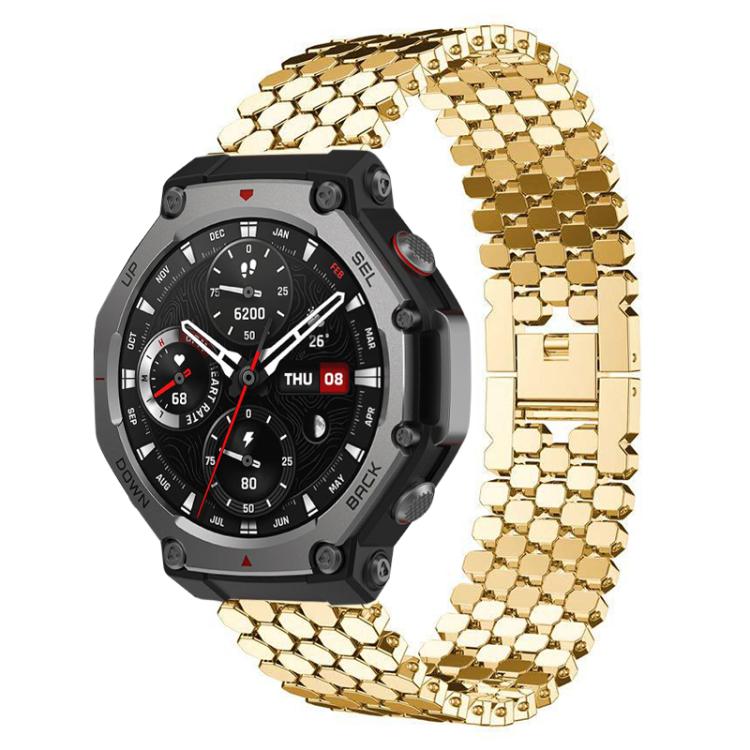 For Amazfit T-Rex 3 xDfind Fish Scale Texture Metal Watch Band(Silver)