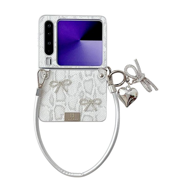 For Huawei Pura X Scale Texture Bow Phone Case with Wrist Strap ...