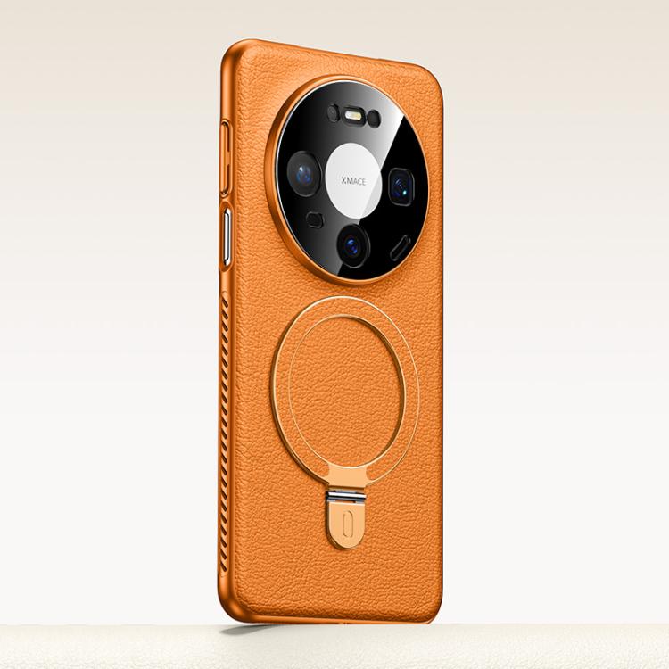 For Huawei Mate 80 Electroplated PC Cooling Leather Holder MagSafe ...