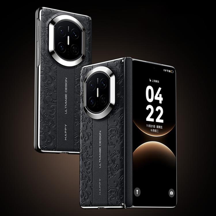 For Huawei Mate X7 Cloud Dragon Pattern Folding Vegan Leather PC Phone ...