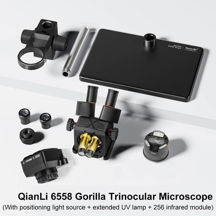 QianLi 6558 6.5X-58X Gorilla Trinocular Microscope with Light Source ...