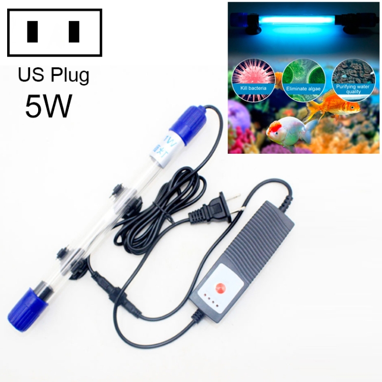 2 PCS 110V 5W UV Ultraviolet Algae Disinfection Fish Tank Lamp, Regular ...