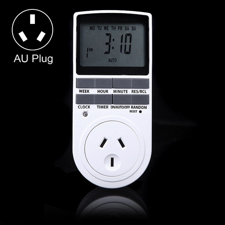 SUNSKY - AC 240V Smart Home Plug-in Programmable LCD Display Clock Summer Time Function 12/24 ...