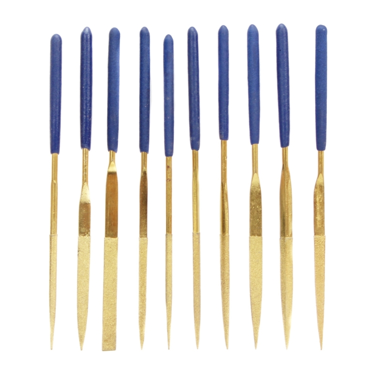 JF-170407 10 in 1 3x140mm Gold Plating Files Group ชุดเครื่องมือ (สีทอง)