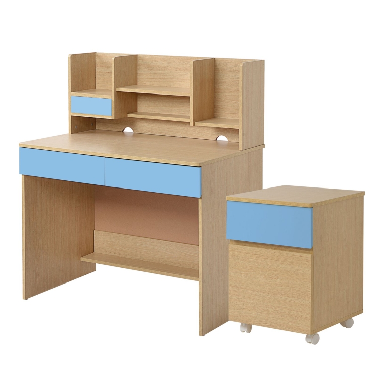 [JPN Warehouse] Study Desk with Drawers & Bookshelves & Movable ...