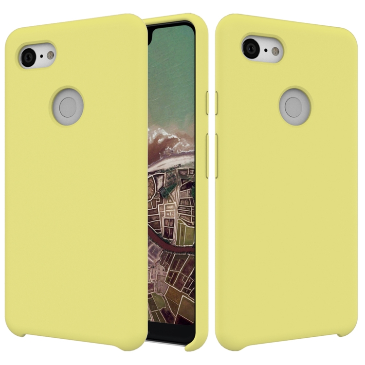 Solid Color Liquid Silicone Back Case for Google Pixel 3XL(Yellow)