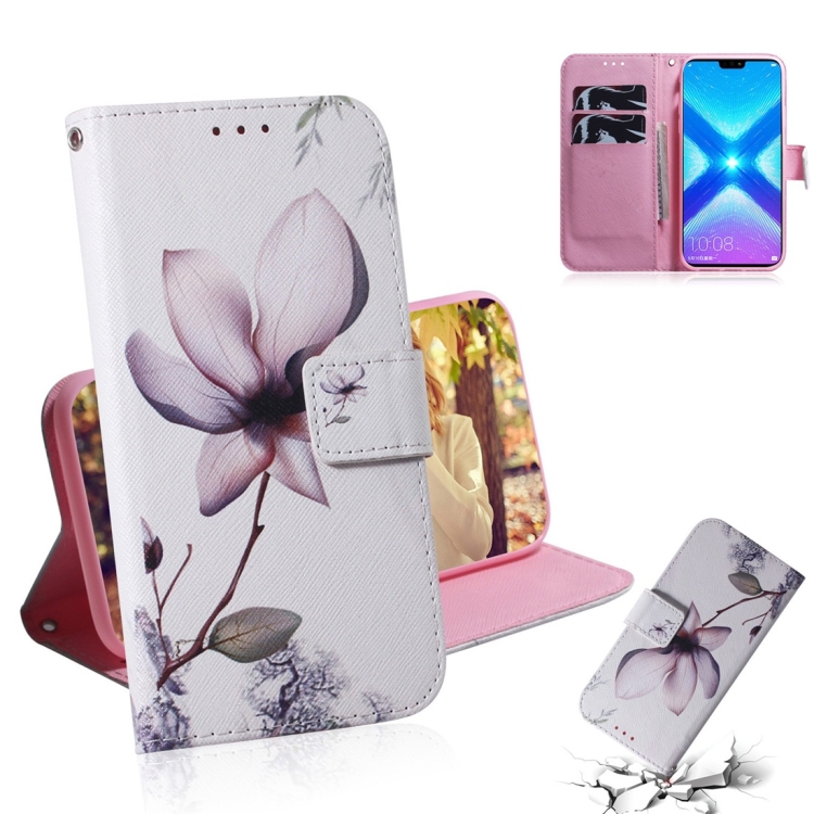 Magnolia Flower Pattern Gekleurde Tekening Horizontale Leren Flip Case ...