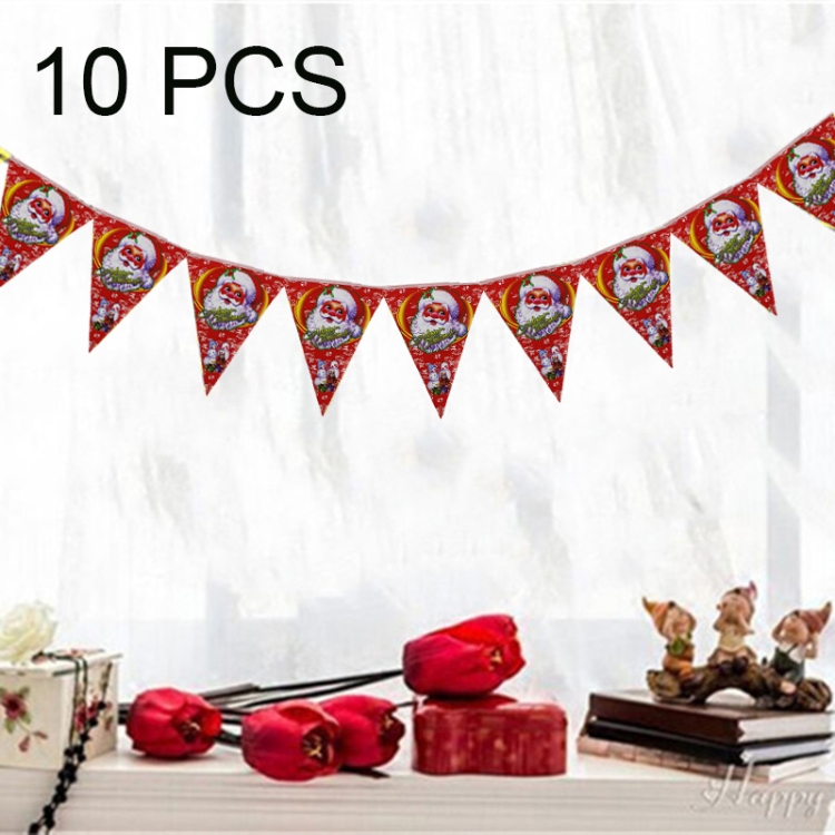 10 Sets Christmas Scene Decoration Triangle Paper Flags Non-woven ...