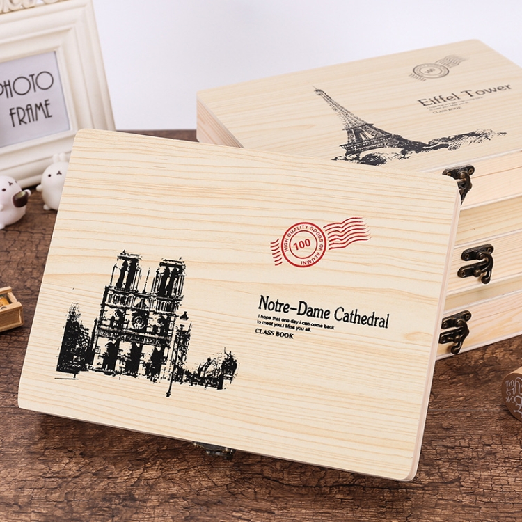 Creativity Loose-leaf Retro Wooden Box Graduation Message Album Alumni Book