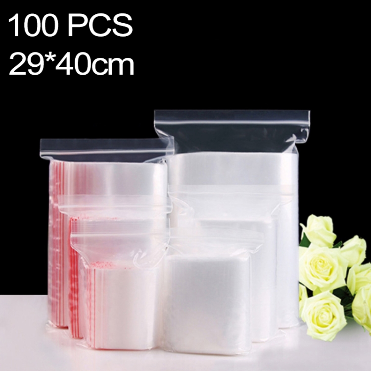 100pcs/Pack PE Self Sealing Clear Zip Lock Packaging Bag, 29cm x 40cm ...