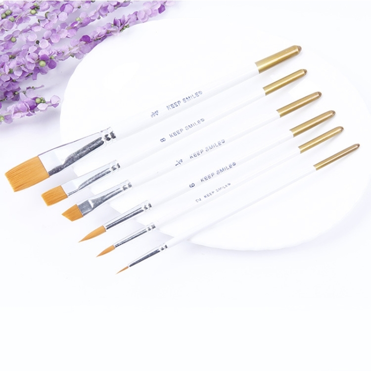 6 in 1 Artists Oil Painting Brush Set Nylon Hair Wood Handle Acrylic ...