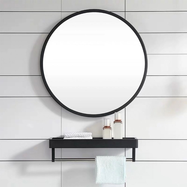 [US Warehouse] 27.5 inch Wall-mounted Round Metal Frame Plane Mirror ...