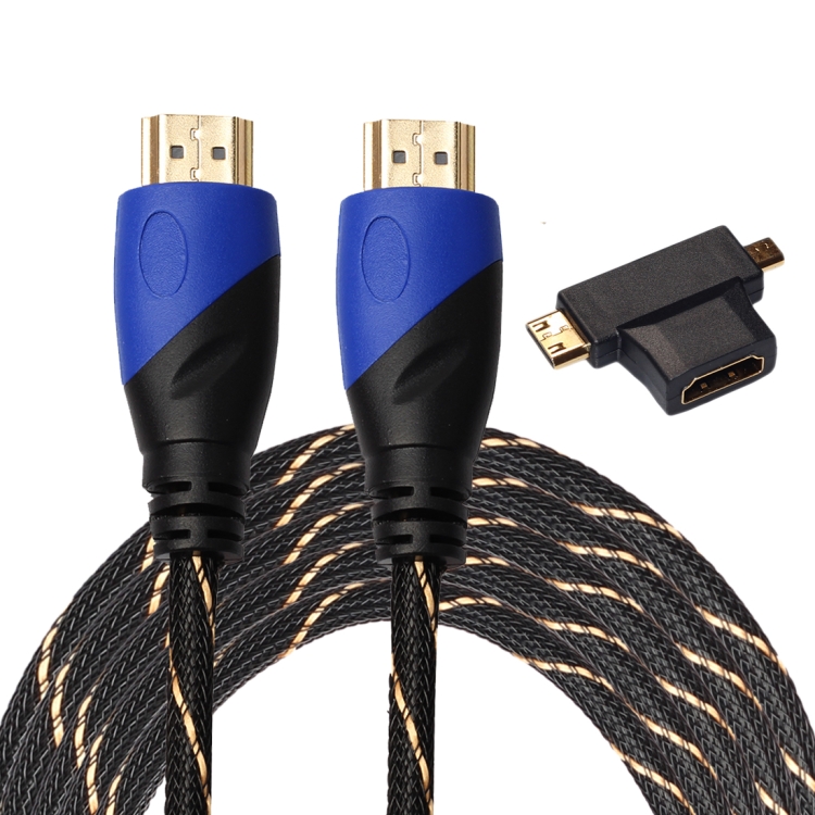 5m HDMI 1.4 Version 1080P Woven Net Line Blue Black Head HDMI Male to ...