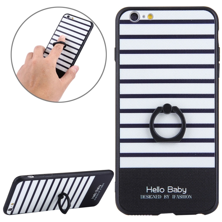 For iPhone 6 & 6s Embossed Black Narrow Stripes Pattern TPU Bumper ...
