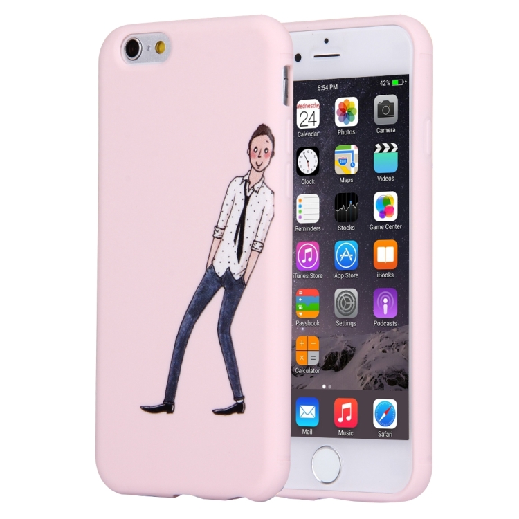 For iPhone 6 & 6s Sunshine Boy Relief Pattern Pink Color Soft TPU ...