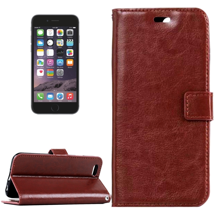 For iPhone 6 & 6s Crazy Horse Texture Horizontal Flip Leather Case with ...