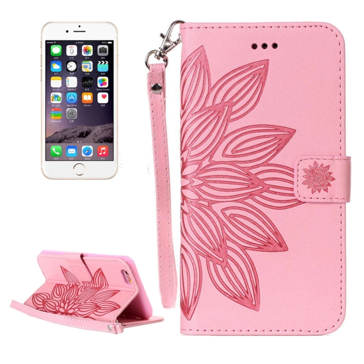 For iPhone 6 & 6s Crazy Horse Texture Half Flower Printing Horizontal ...