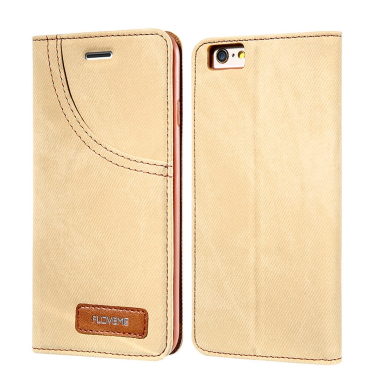 FLOVEME สำหรับ iPhone 6 และ 6s เคสฝาพับแบบยีนส์พลิกแนวนอนพร้อมช่องเสียบ ...