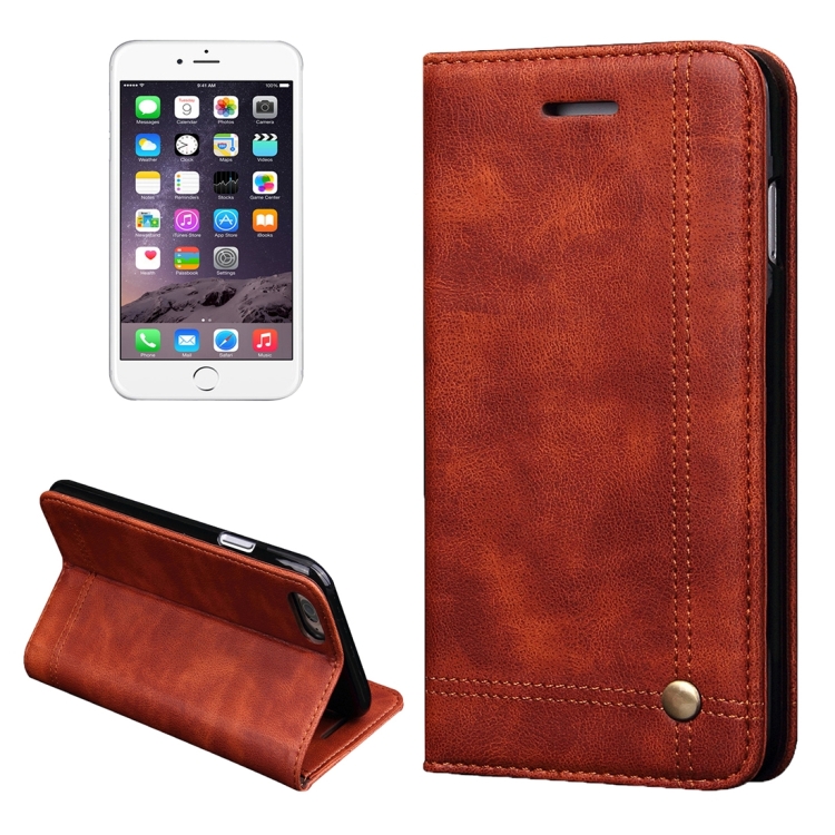 For iPhone 6 Plus & 6s Plus Retro Crazy Horse Texture Magnetic ...