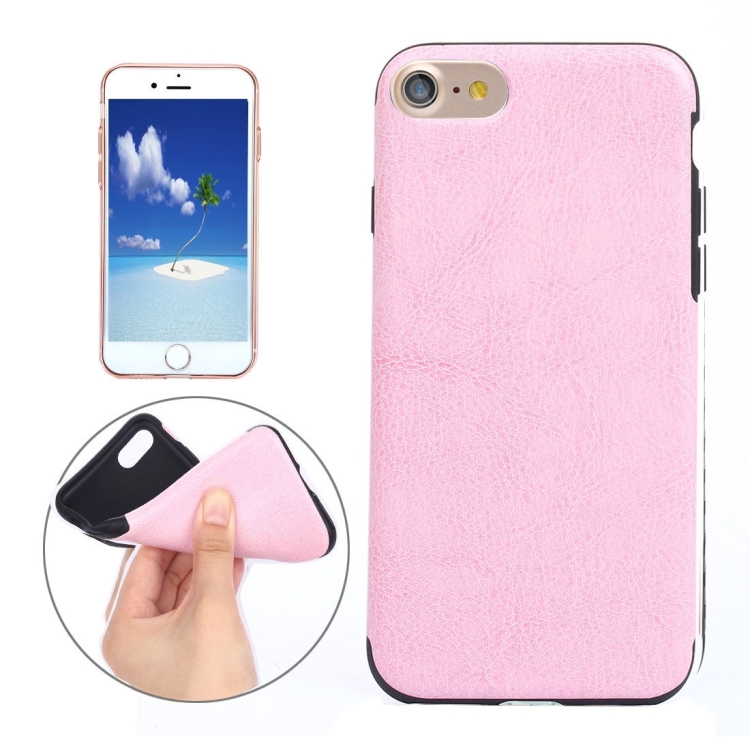For iPhone 8 & 7 Crazy Horse Texture Soft PU Protective Leather Case(Pink)