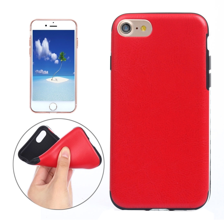 For iPhone 8 & 7 Crazy Horse Texture Soft PU Protective Leather Case(Red)