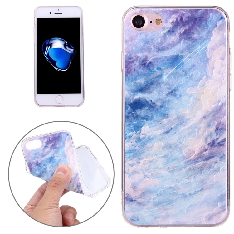 For iPhone 8 & 7 Embossed Blue Ocean Pattern Soft TPU Protective Cover Case