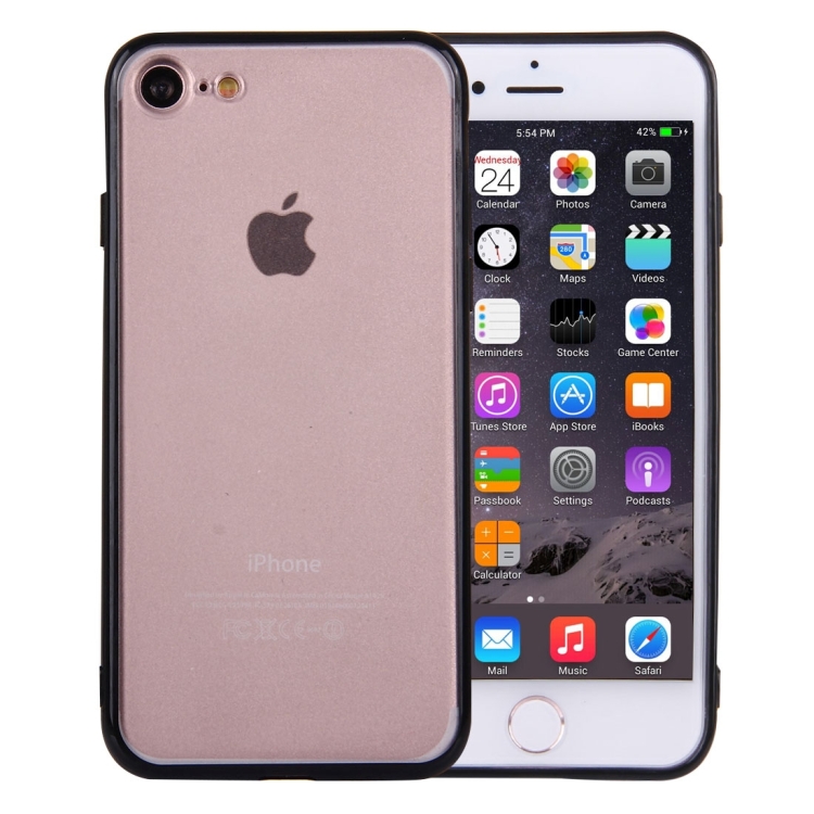 For iPhone 8 & 7 TPU + PC Transparent Protective Case(Black)