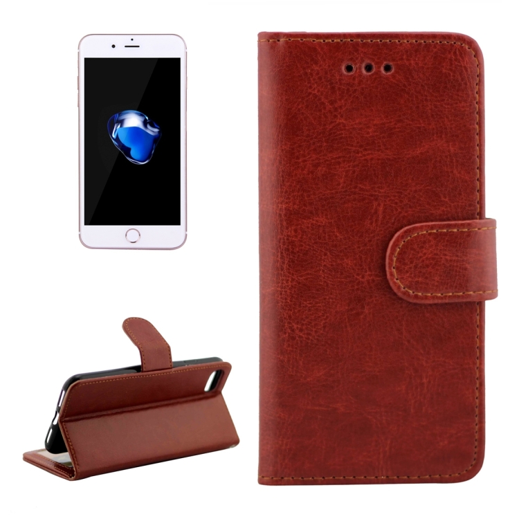 For iPhone 8 & 7 Crazy Horse Texture Horizontal Flip Leather Case with ...